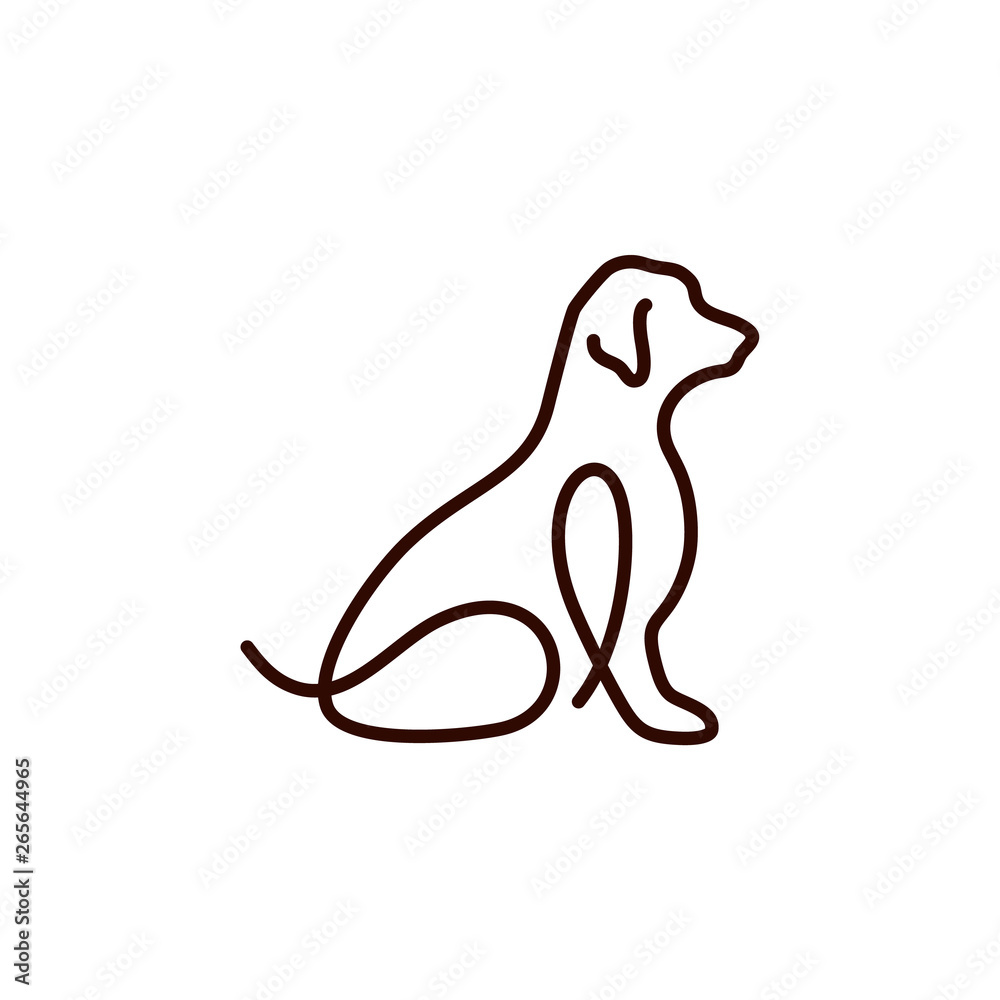 pet dog line illustration vector logo design Stock Vector | Adobe Stock