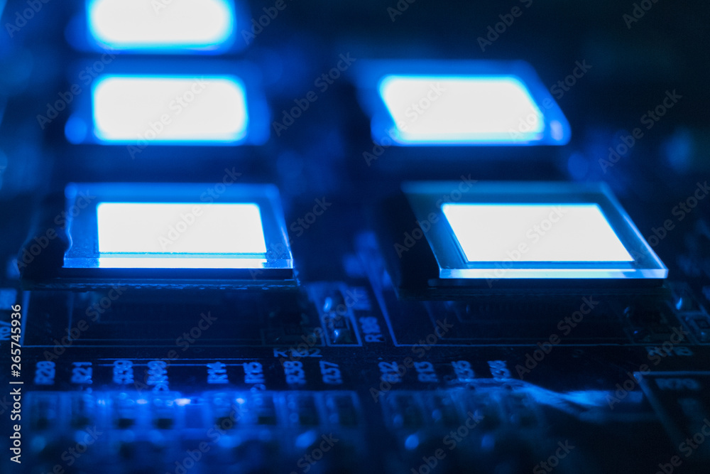 The process of checking several oled displays on the test station ...