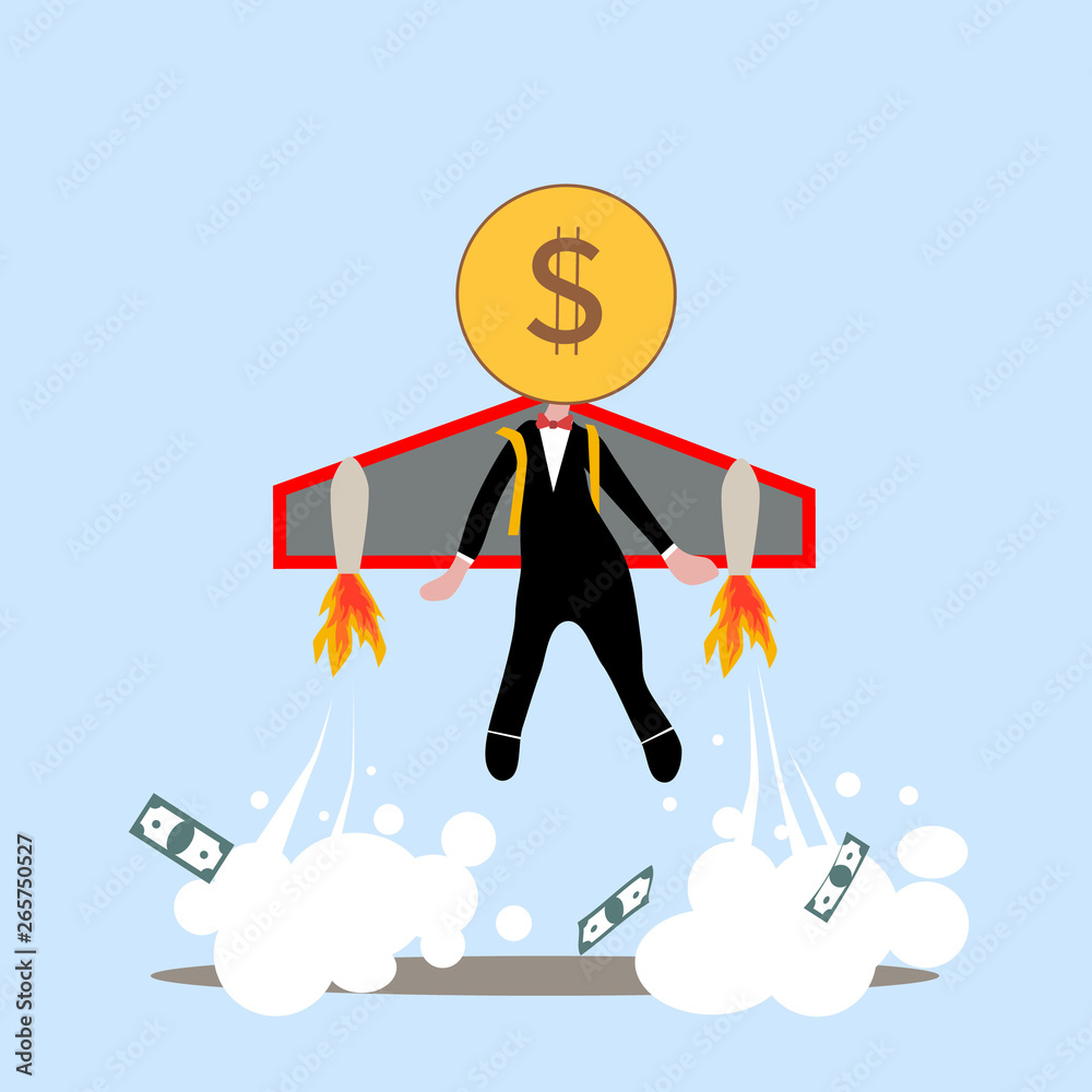 Flying man with jetpack. vector illustration Stock Vector | Adobe Stock