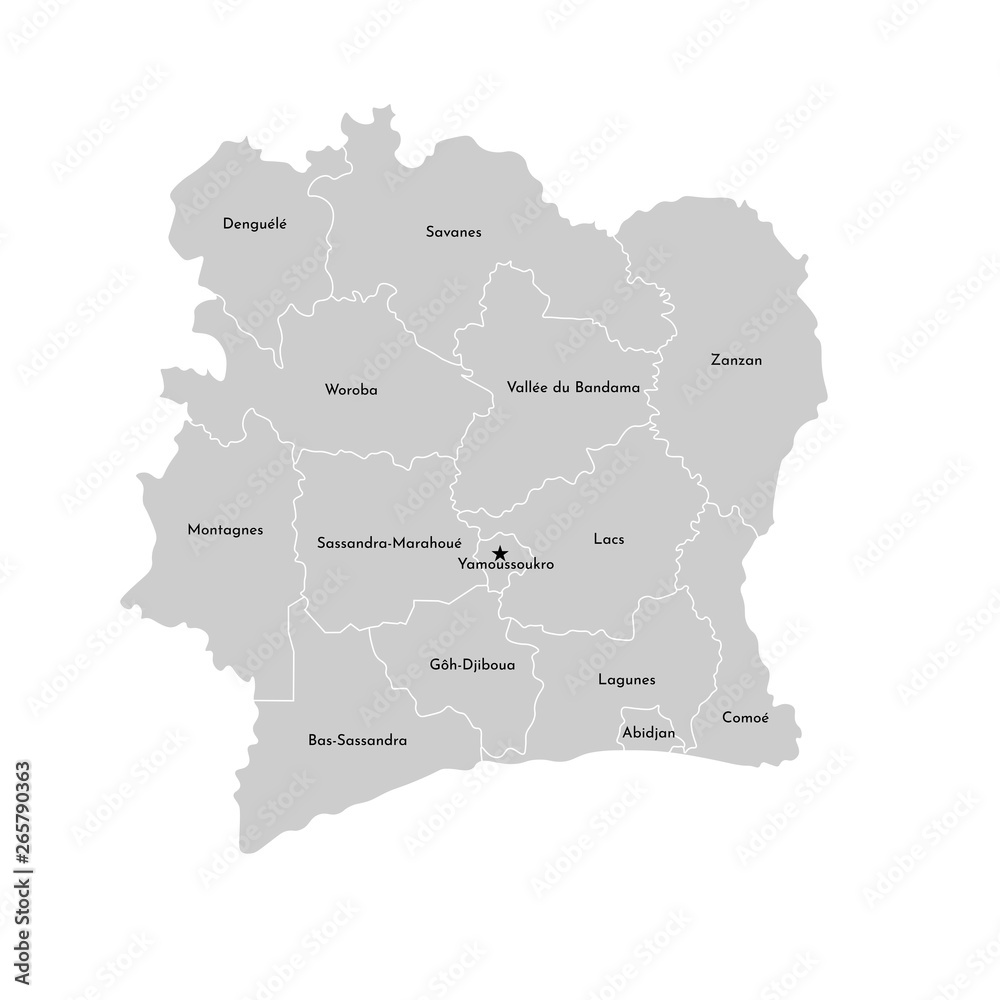 Vector isolated illustration of simplified administrative map Ivory ...