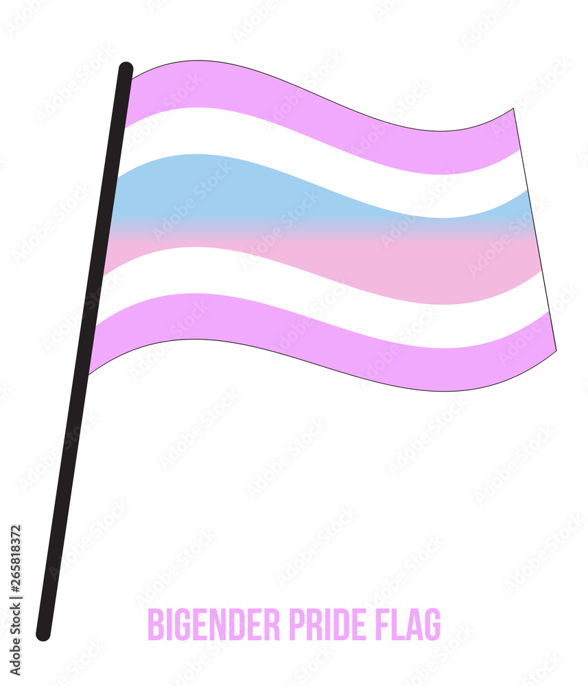 Bigender Pride Flag Waving Vector Illustration Designed with Correct ...