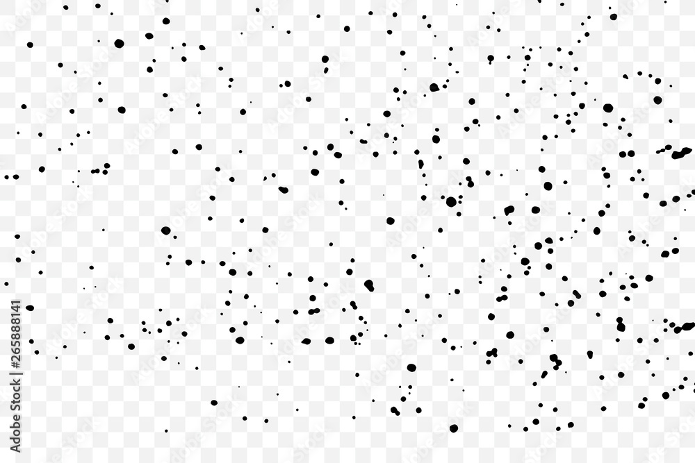 Black particles explosion isolated on transparent background. Abstract dust glitter overlay ...