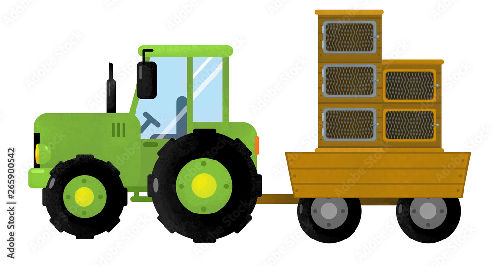 cartoon isolated farm vehicle on white background - tractor ...