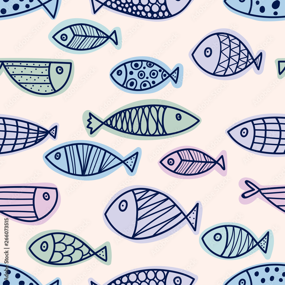 Cute fish. Kids background. Seamless pattern. Can be used for wallpaper, textile, invitation ...