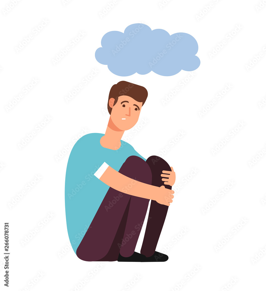 Depressed man. Depression concept homeless upset ashamed afraid lonely ...