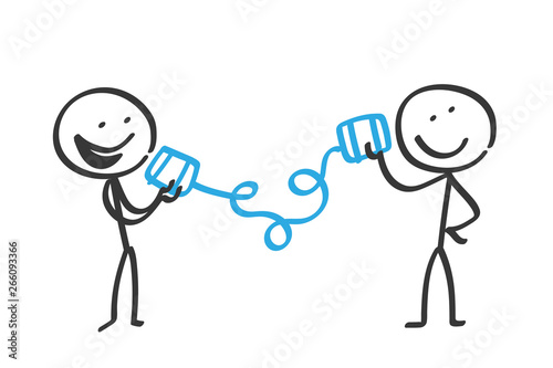 Zwei Strichmännchen unterhalten sich über ein Dosentelefon Stock Vector ... Zwei Strichmännchen unterhalten sich über ein Dosentelefon Stock Vector ...