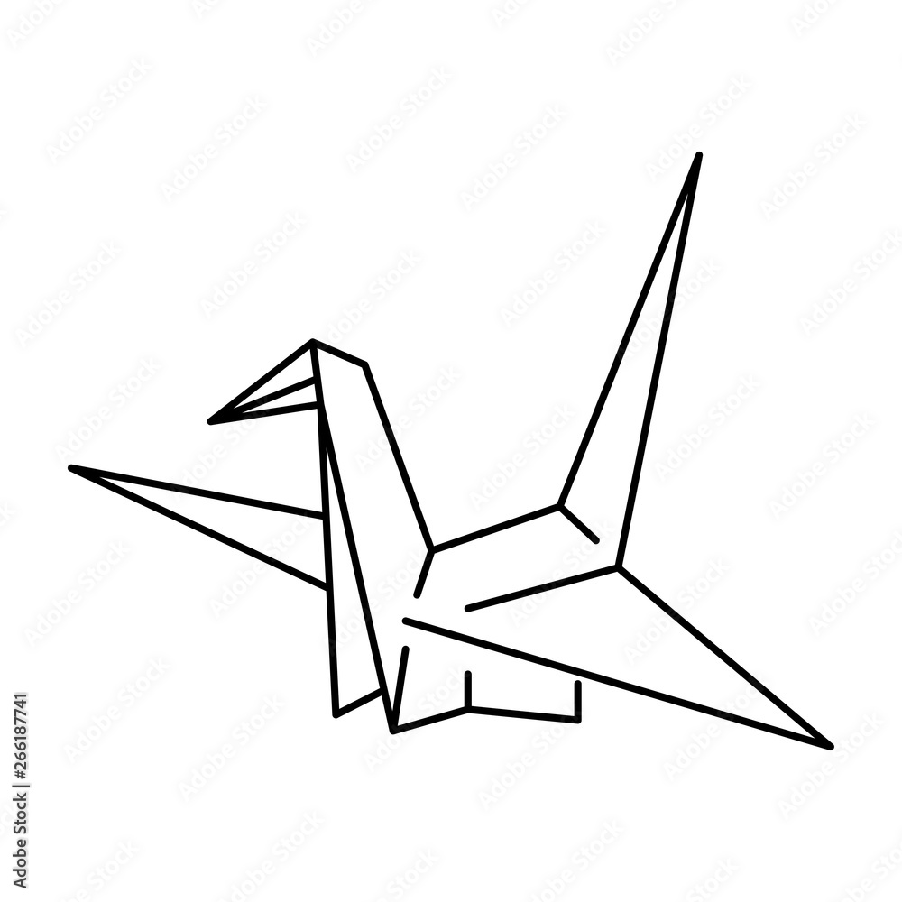 Japan shinto ceremony paper crane bird vector illustration simplified ...