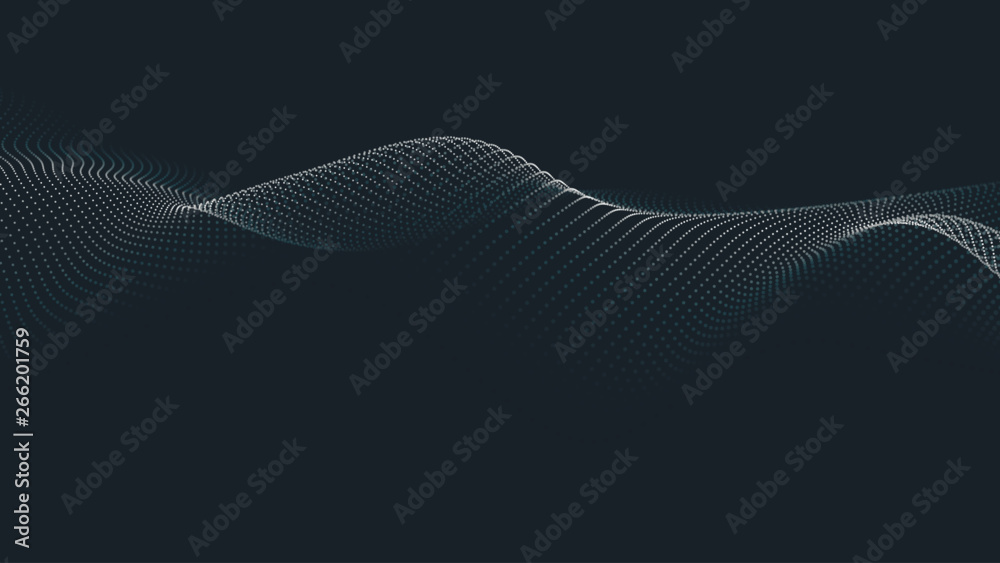 Wave of particles. Futuristic point wave. Vector illustration. Abstract ...