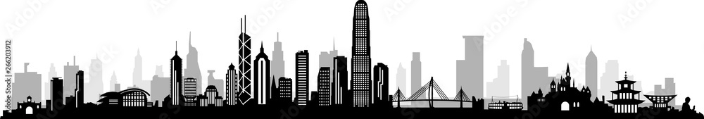 HongKong City Skyline Vector Stock Vector | Adobe Stock
