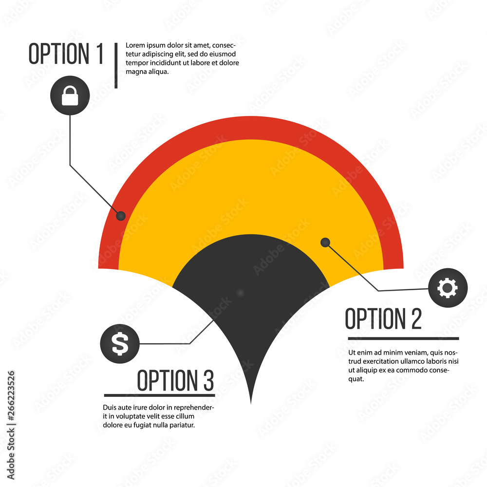 Infographic Number 1, 2, 3 Flat Layout, infographic chart in circular ...
