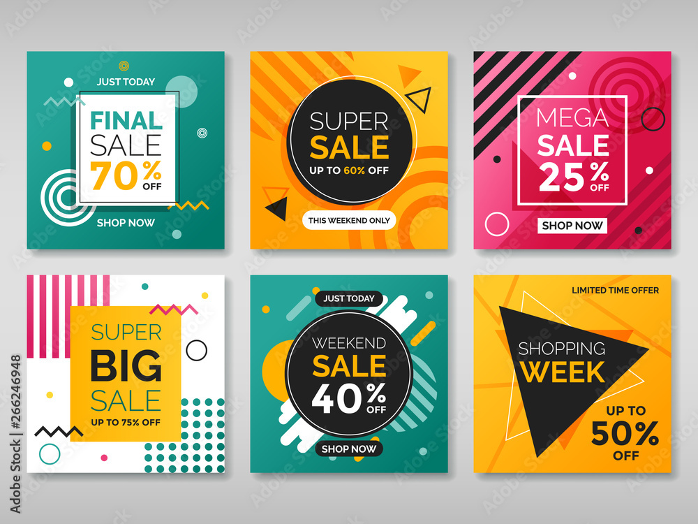 Set of promotion square banners. Vol.2 Stock Vector | Adobe Stock