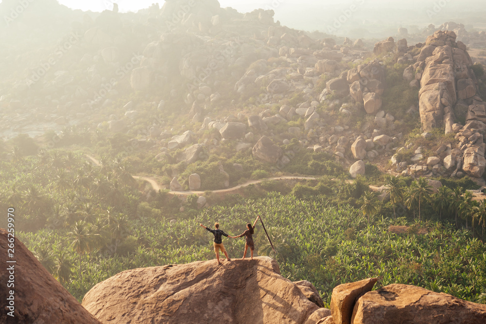 Exotic landscape in hampi india sunrise sunset hills Stock Photo ...