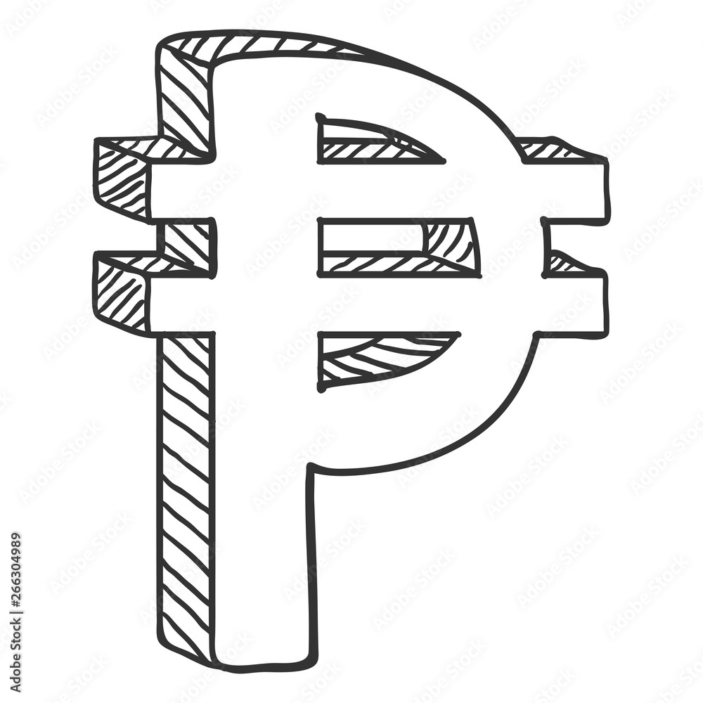 Vector Black Sketch Philippine Currency Symbol. Pesos Sign. Stock ...