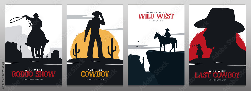 Set of Cowboy banners. Rodeo. Wild West banner. Texas. Vector ...