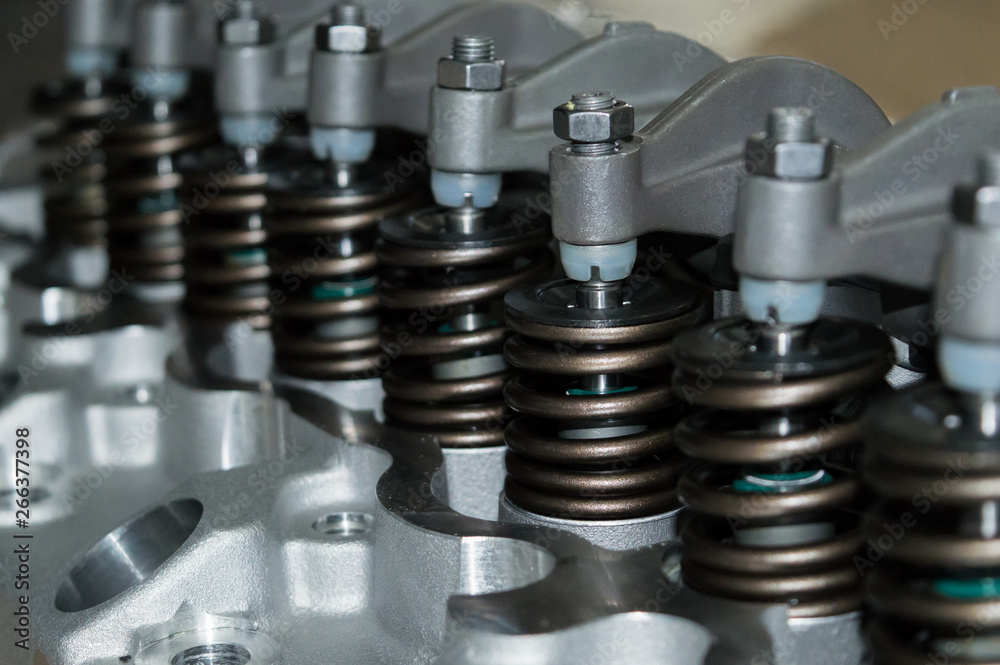 Close up Automobile valve system of car engine maintenance and service ...