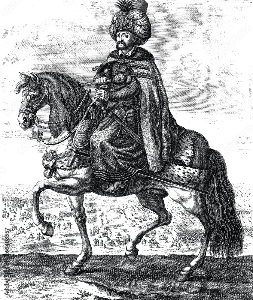 Ottoman Sultan riding a horse, vintage engraving Stock Vector | Adobe Stock
