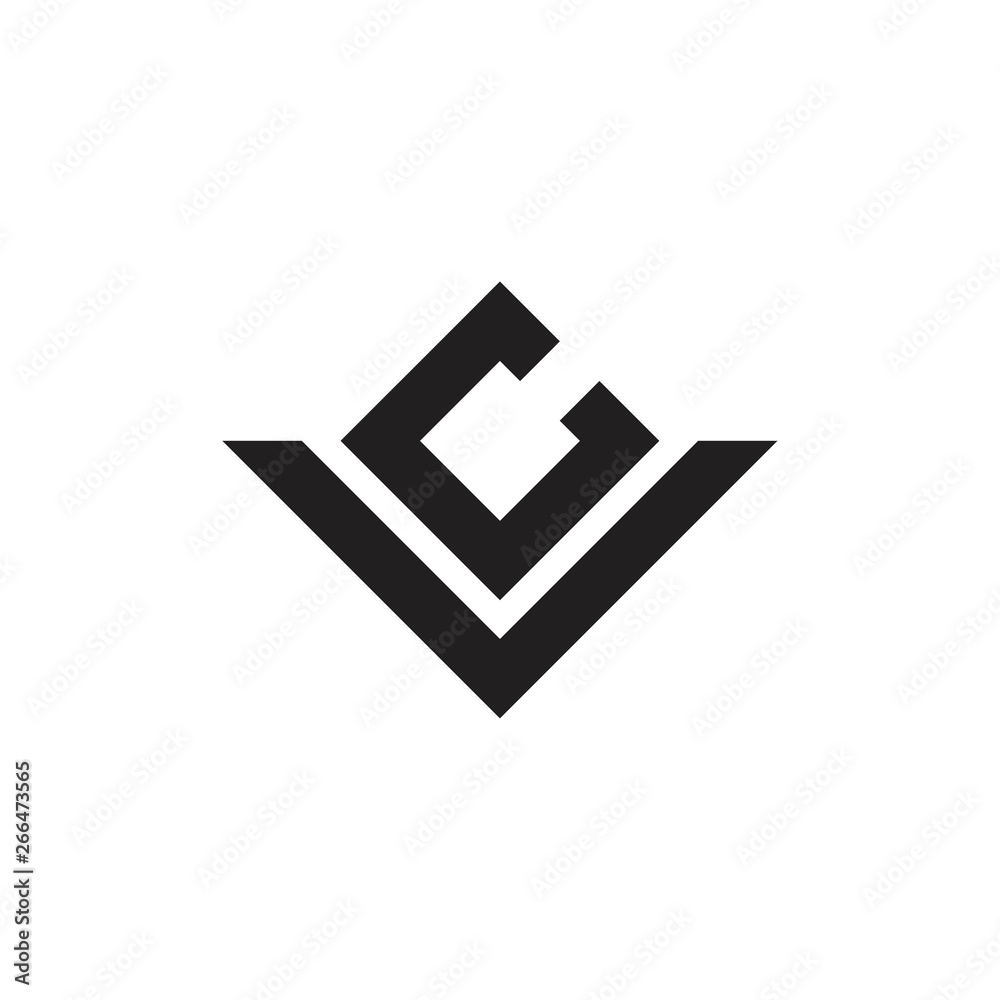 letter vc simple geometric line logo vector Stock Vector | Adobe Stock
