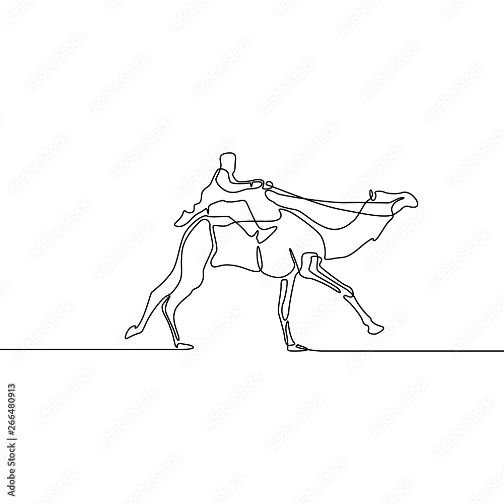 Continuous line drawing running Rider Camel. Vector illustration. Stock ...