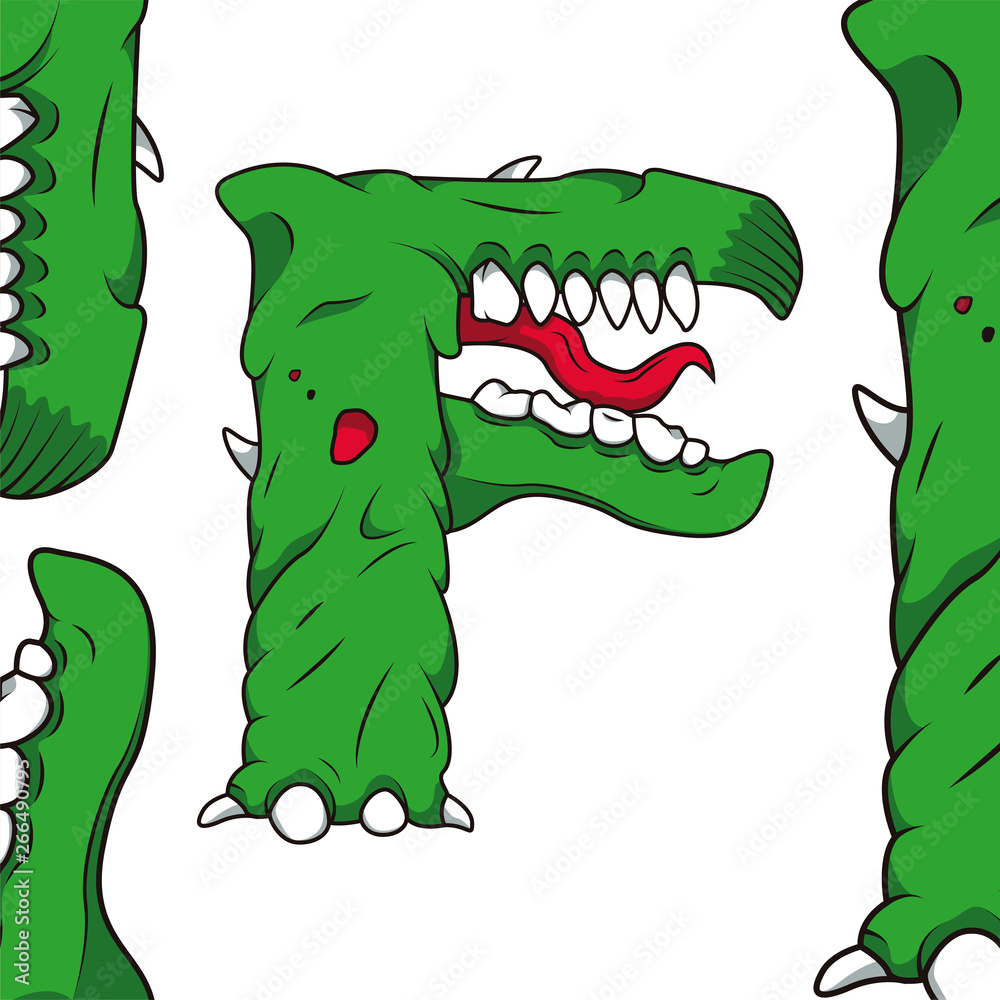 Scary Letter F. Letter with teeth. Monster alphabet. Letters rot Stock ...