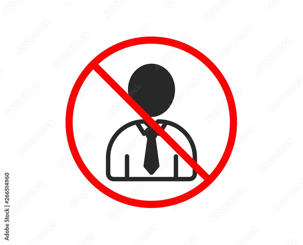 No or Stop. User icon. Profile Avatar sign. Businessman Person ...