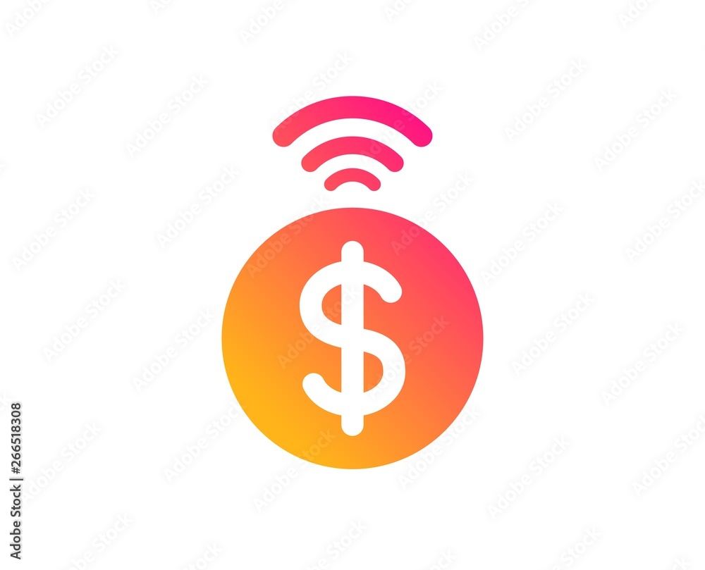 Contactless payment icon. Dollar exchange sign. Finance symbol. Classic flat style. Gradient ...