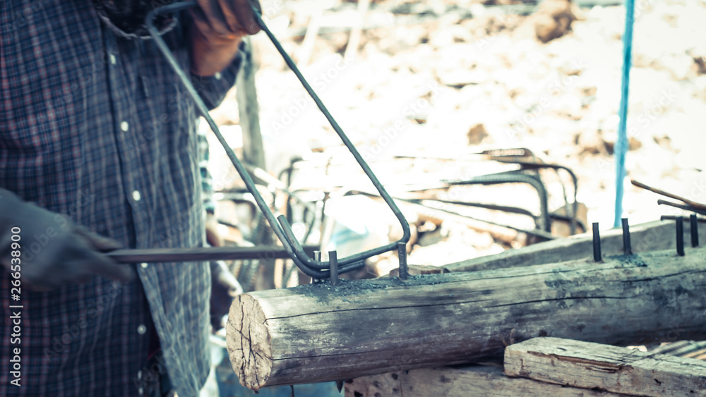 round bar bending steel reinforcement structure construction Stock ...