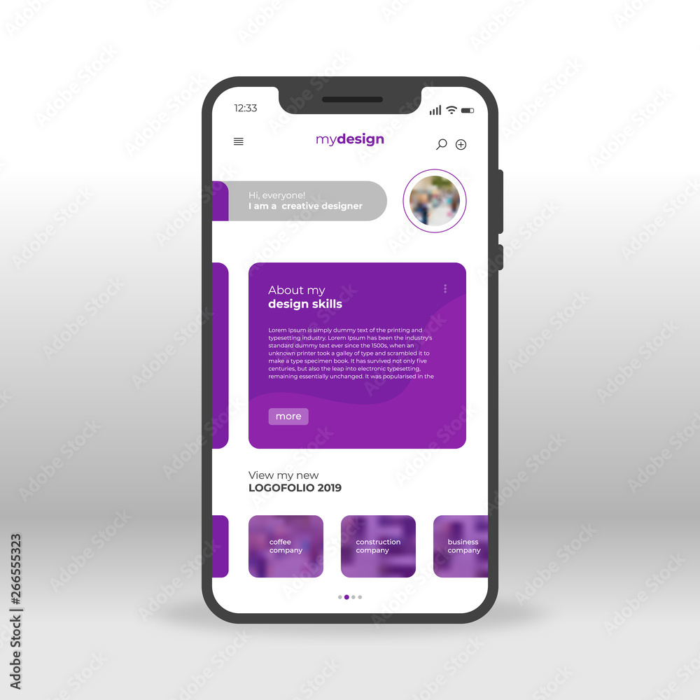 Purple my design UI, UX, GUI screen for mobile apps design. Modern ...