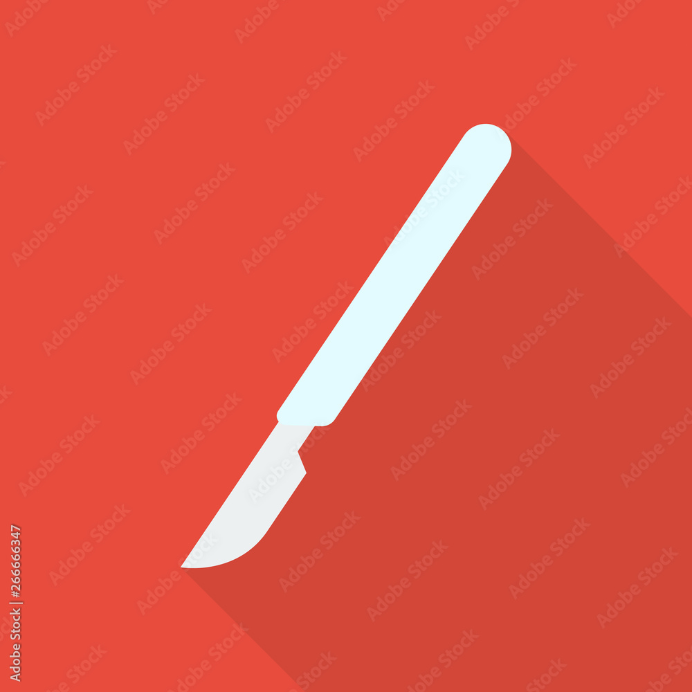 scalpel icon in flat style with long shadow, isolated vector ...