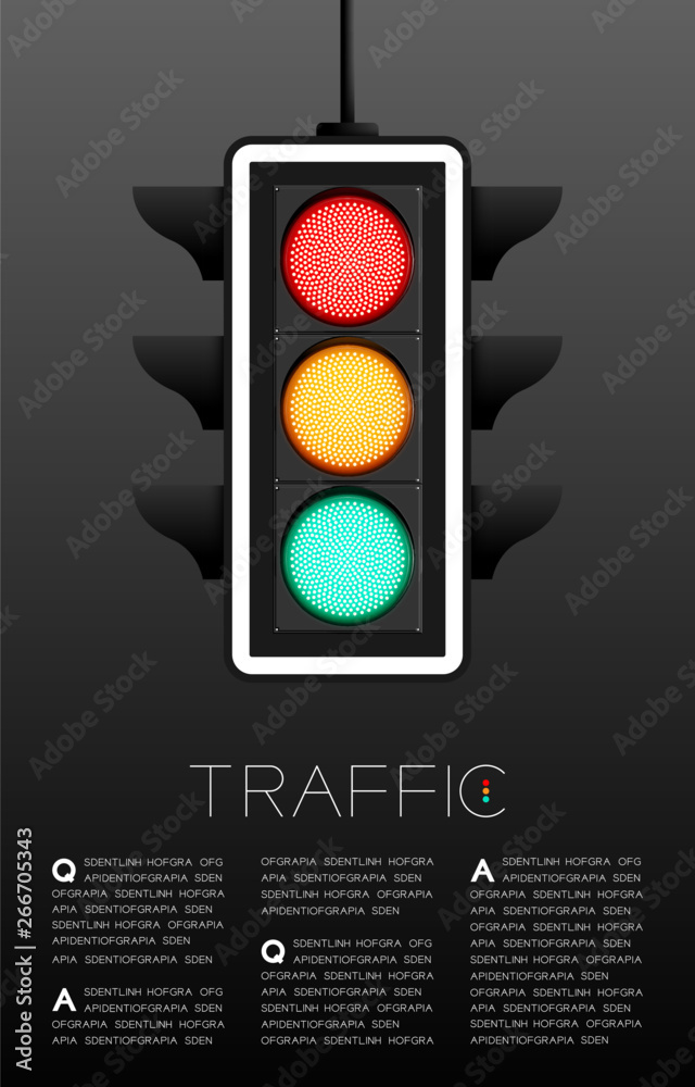 LED Traffic Light, Transportation concept poster or flyer template ...