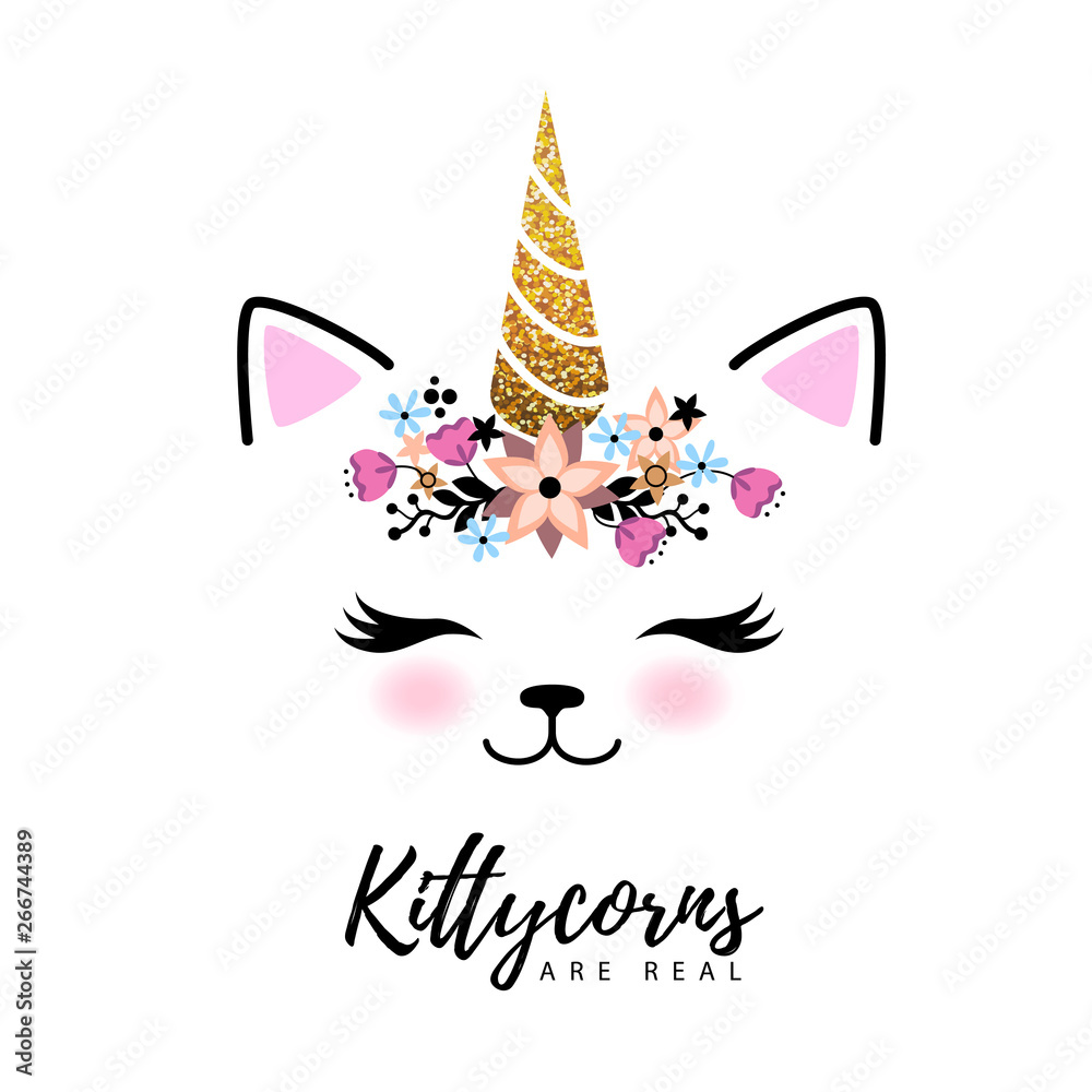 Vector illustration of fantasy animal cat kittycorn. Stock Vector ...