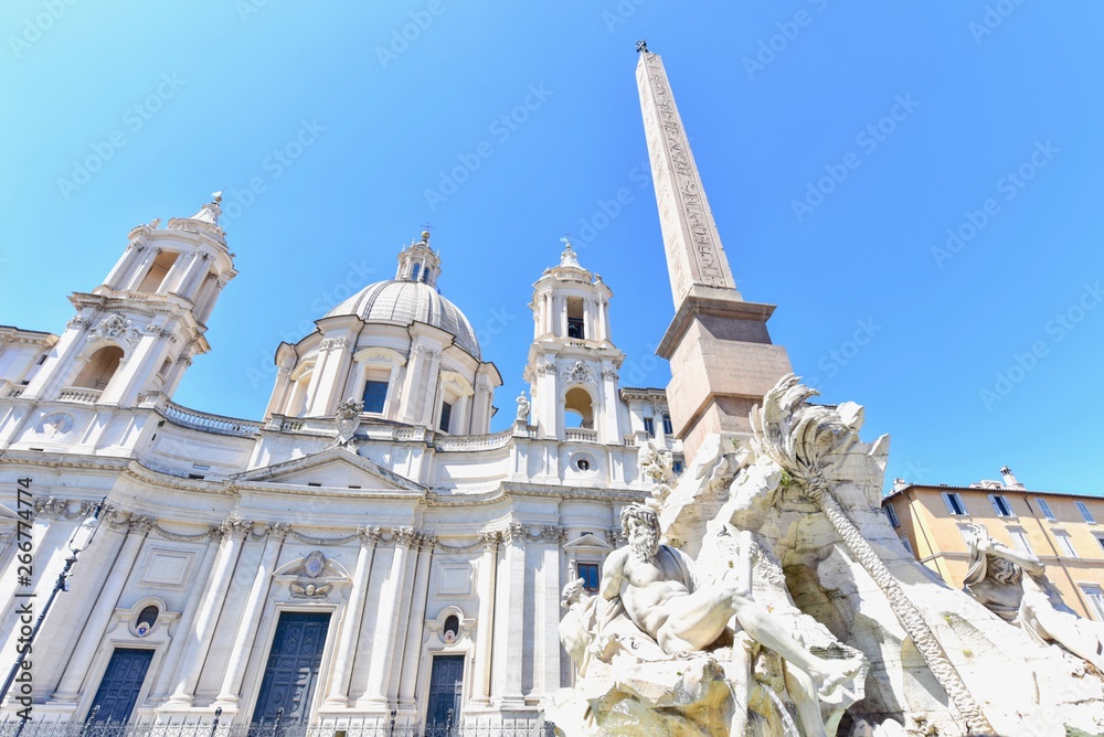 Baroque-Style Monuments at Piazza Navona in Downtown Rome, Italy Stock ...