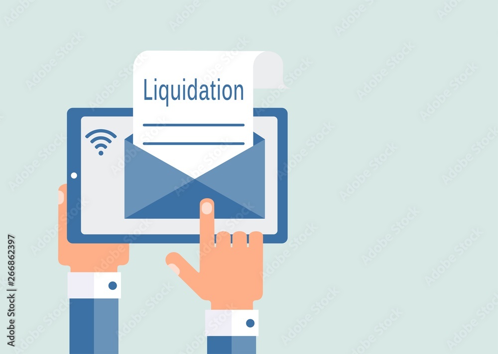 E-mail about the liquidation of the company, business. Flat design ...