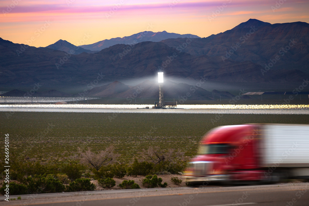 Foto de Stock Renewable energy concept, beautiful solar thermal power ...