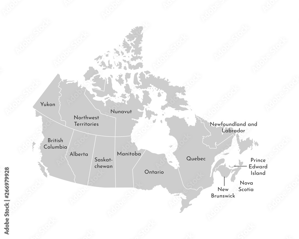 Vector isolated illustration of simplified administrative map of Canada ...
