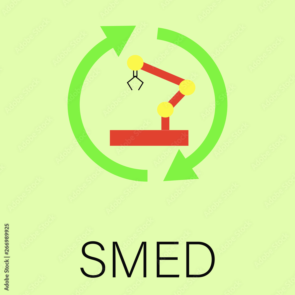Lean manufacturing flat icon with illustration of areas of lean ...