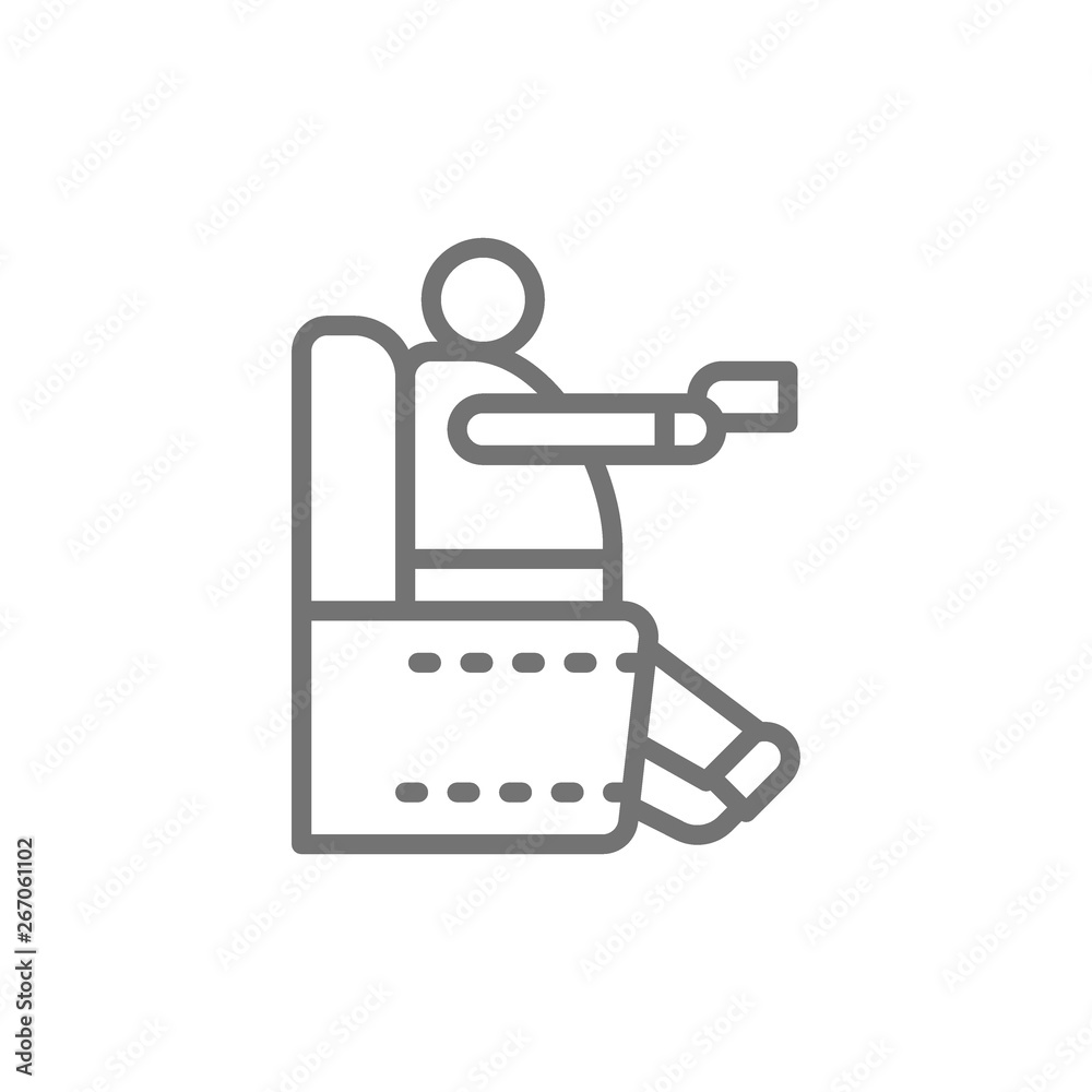 Fat man sitting in chair, obesity, sedentary lifestyle line icon. Stock ...