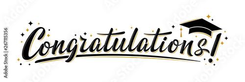 Congratulations Greeting Sign Congrats Graduated Handwritten