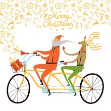 Christmas Reindeer On Bicycle Art Free Stock Photo - Public Domain Pictures