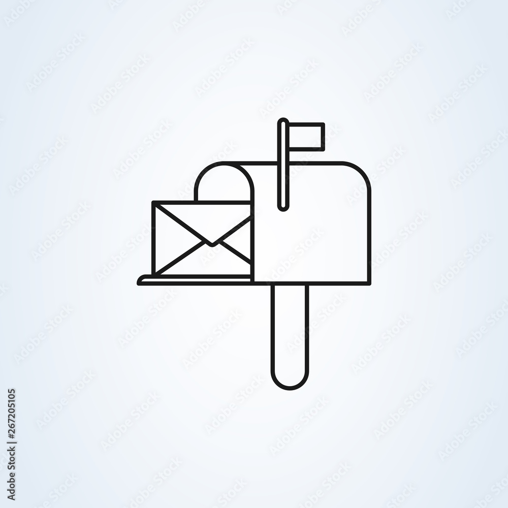 mail box symbol flat style. Line art Vector illustration icon isolated ...