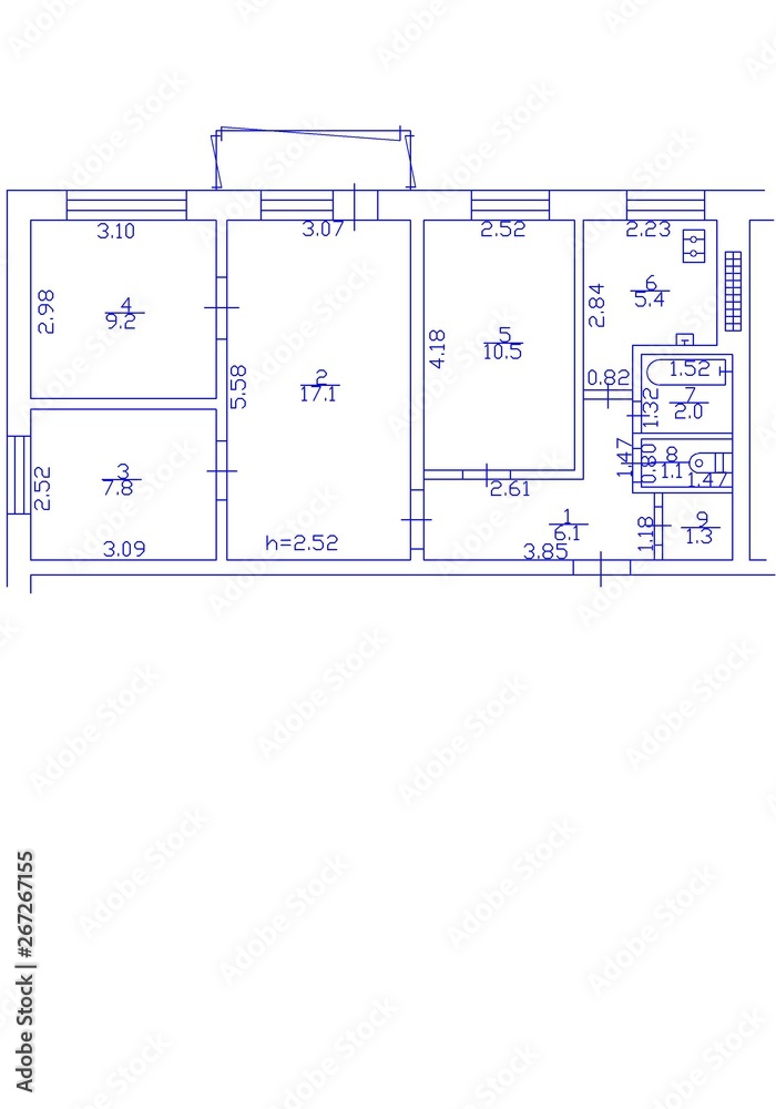 2d floor plan. Black&white floor plan. Floorplan Stock Illustration ...