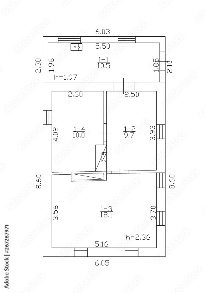 2d floor plan. Black&white floor plan. Floorplan Stock Illustration ...