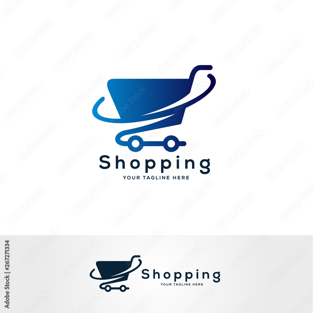 Image vectorielle Stock tech shop logo design vector, shopping cart ...
