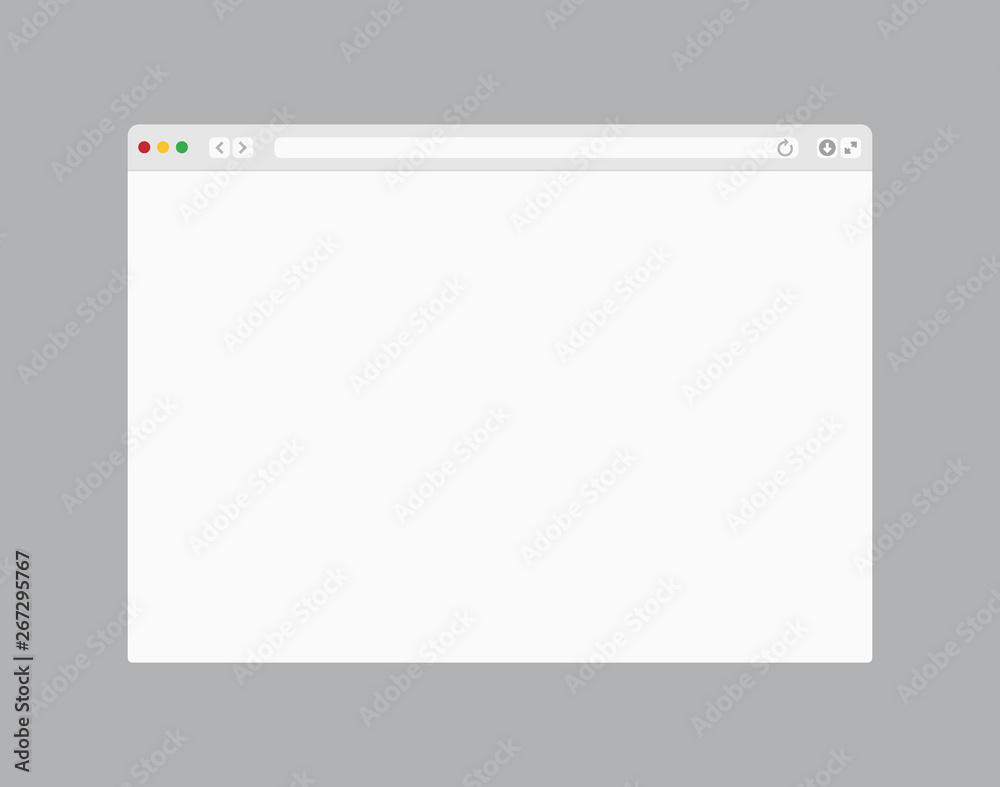 Vetor Web browser window. Computer or internet frame template design of flat page mockup. Blank ...