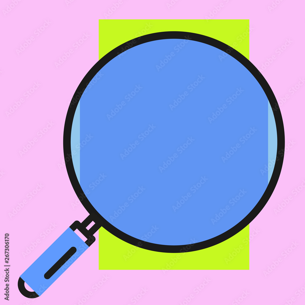 Round magnifying glass with iron handle frame to make object look ...