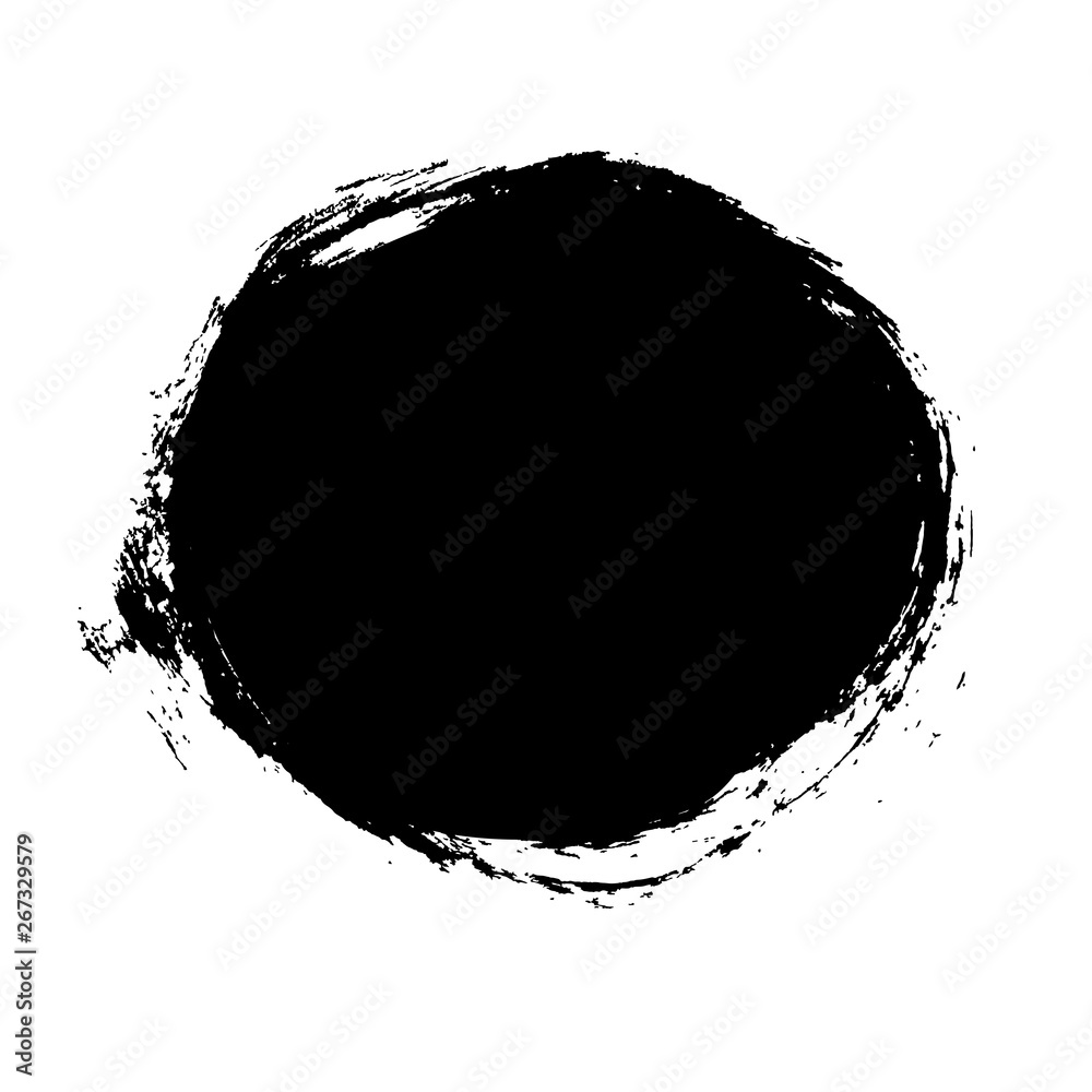 Ink vector dry brush stroke round banner. Vector illustration. Grunge ...