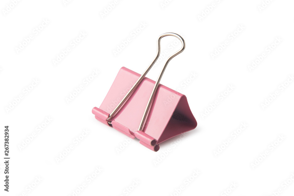 Pink paper clip isolated on white background with clipping mask. Stock ...
