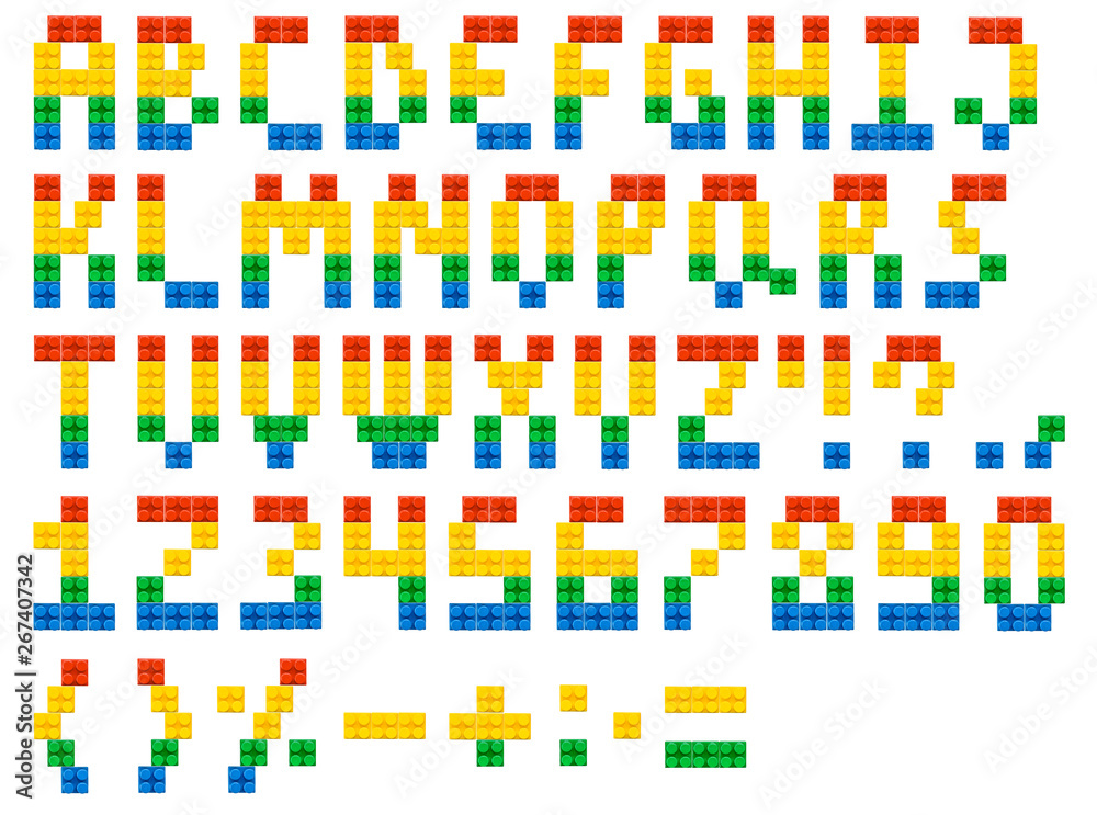 Alphabet latin Letters from colorful plastic brick block constructor on ...