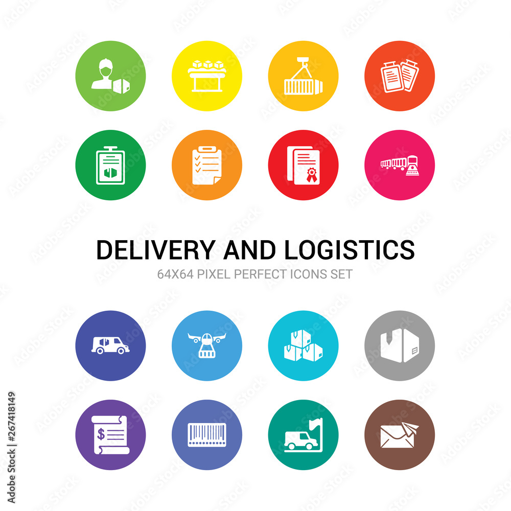 16 delivery and logistics vector icons set included air mail, arrival ...