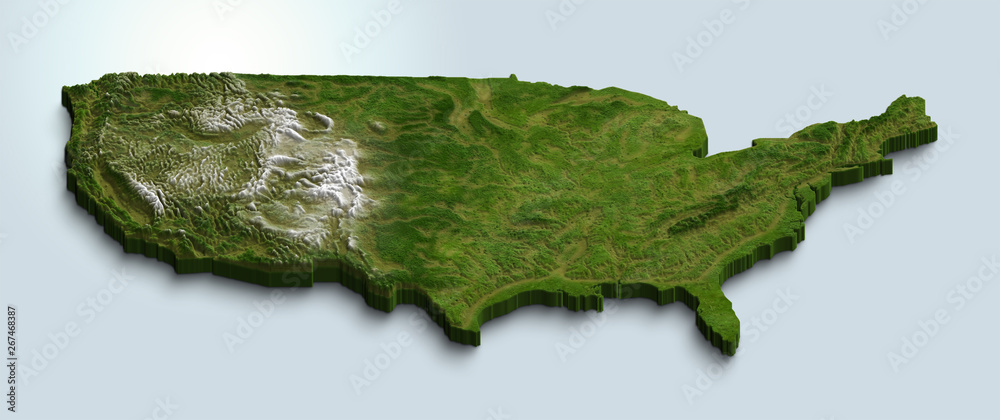 Illustration Stock Relief map of USA with 3D effect. Isometric map of ...