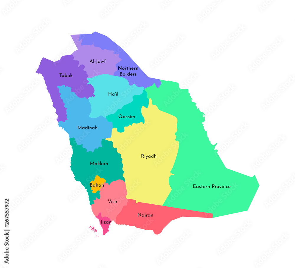 Vector isolated illustration of simplified administrative map of Saudi ...